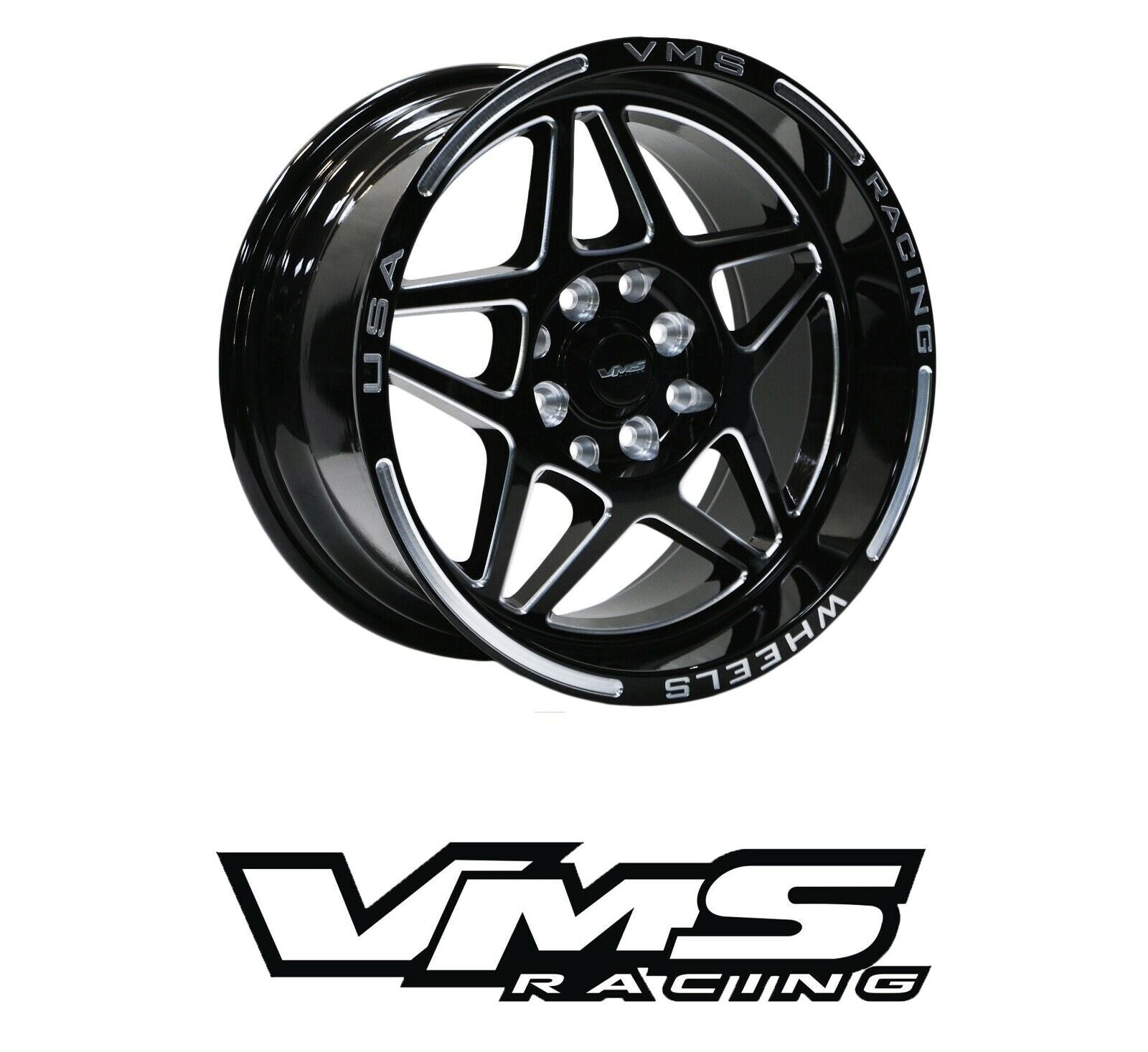 VMS Racing Front Or Rear Delta Black Milling Drag Wheel Rim 15x8 4X100 ...