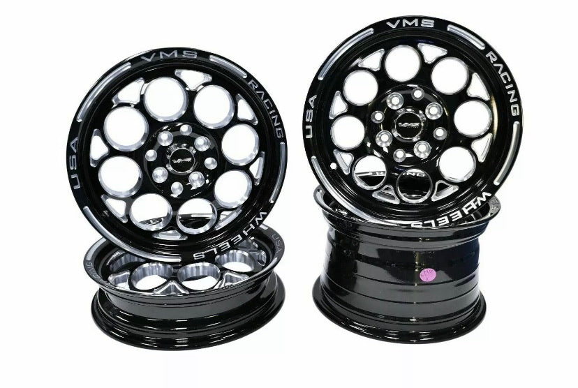 VMS Modulo Drag Racing Wheels Rims Set 2x 15x3.5 ET10 2x 15x8 ET20 4x1 ...